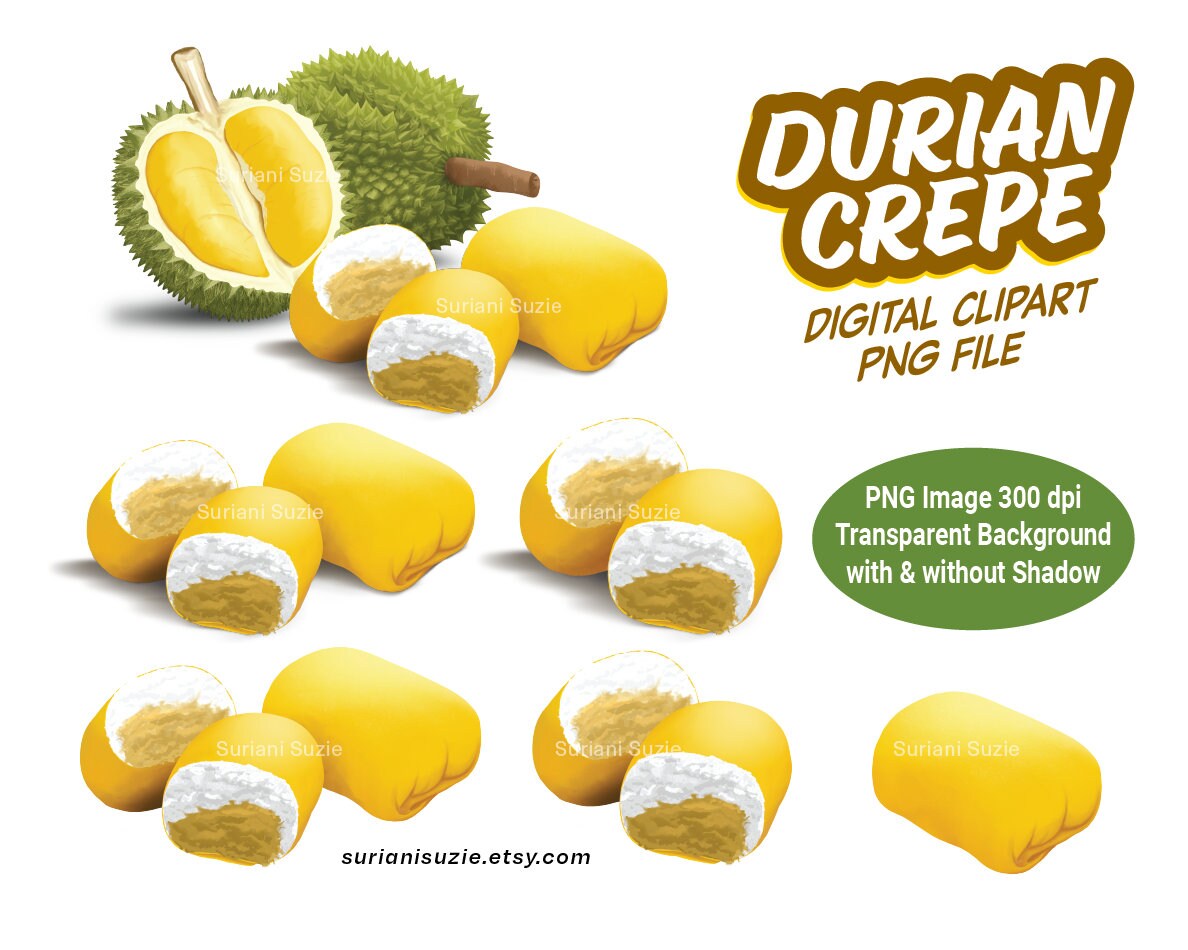 Durian Crepe Clipart PNG, Malaysian Clip Art, Asian Yellow Dessert ...