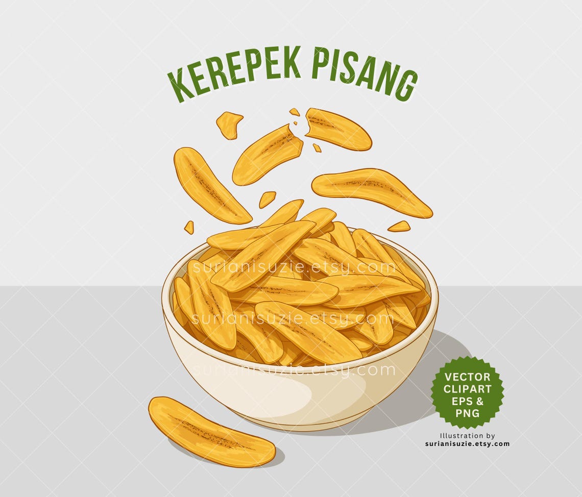 Traditional Kerepek Ubi Jejari and Kerepek Pisang, EPS Vector Graphics ...
