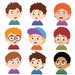 Cute Kids Faces Collection Digital Clipart PNG and EPS, Instant ...