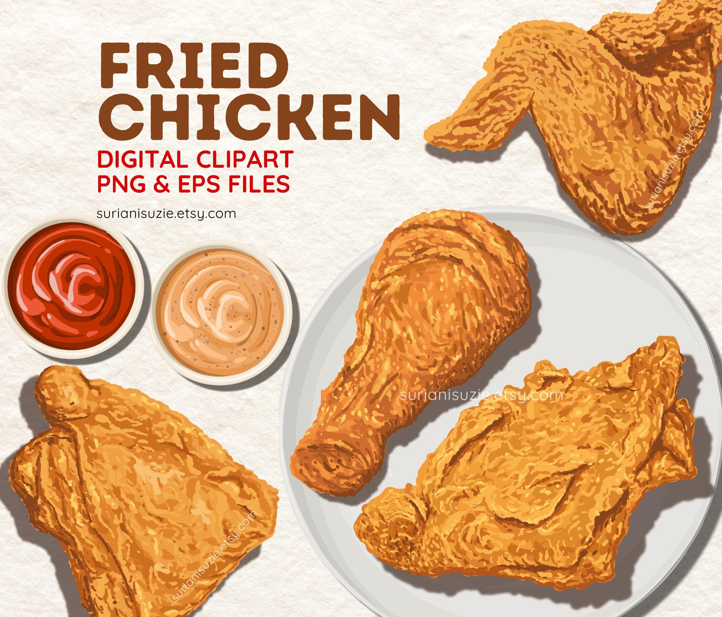 Fried Chicken Clipart, Digital Illustration EPS and PNG, Vector Graphic ...