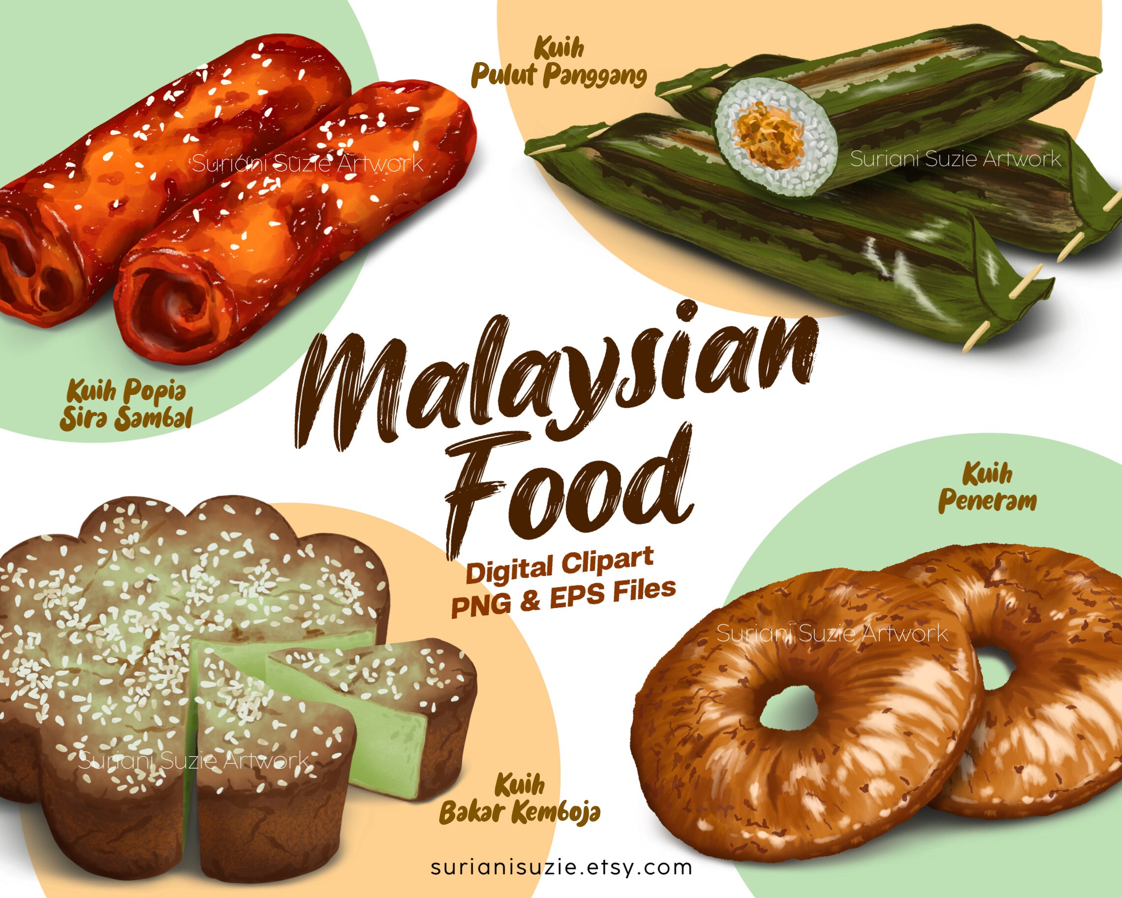 Kuih Traditional Malaysian Food Clipart, PNG, EPS Vector Graphics ...