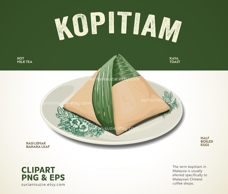 Kopitiam Breakfast Clipart, Ilustrasi Digital Makanan Malaysia and ...