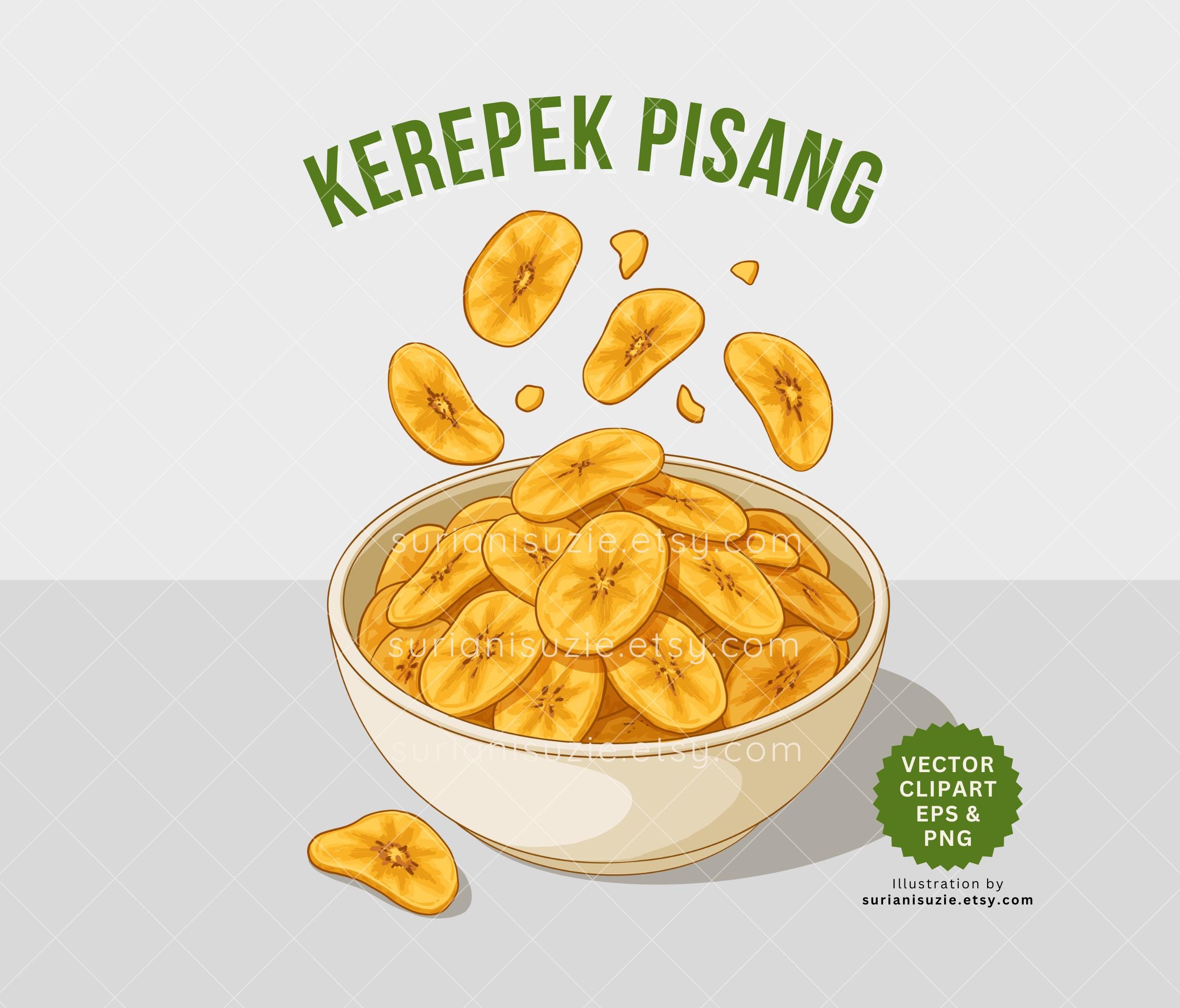 Traditional Kerepek Ubi Jejari and Kerepek Pisang, EPS Vector Graphics ...