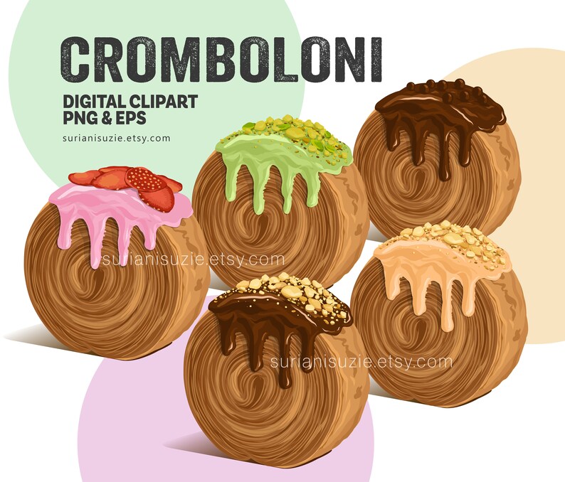 Cromboloni, Croissant Bomboloni, Digital Clipart EPS, and PNG, Vector ...