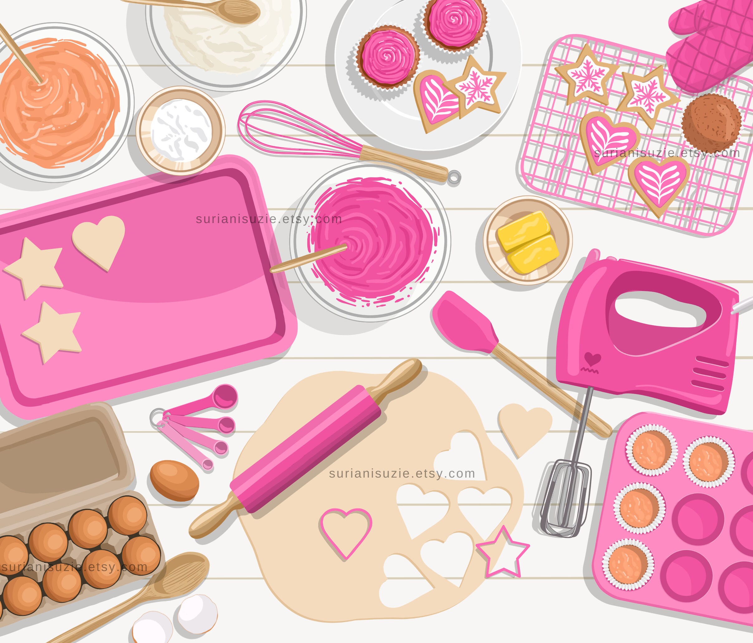 Home Baker Clipart Set, PNG, SVG, EPS Vector Graphics, Hand Drawn ...