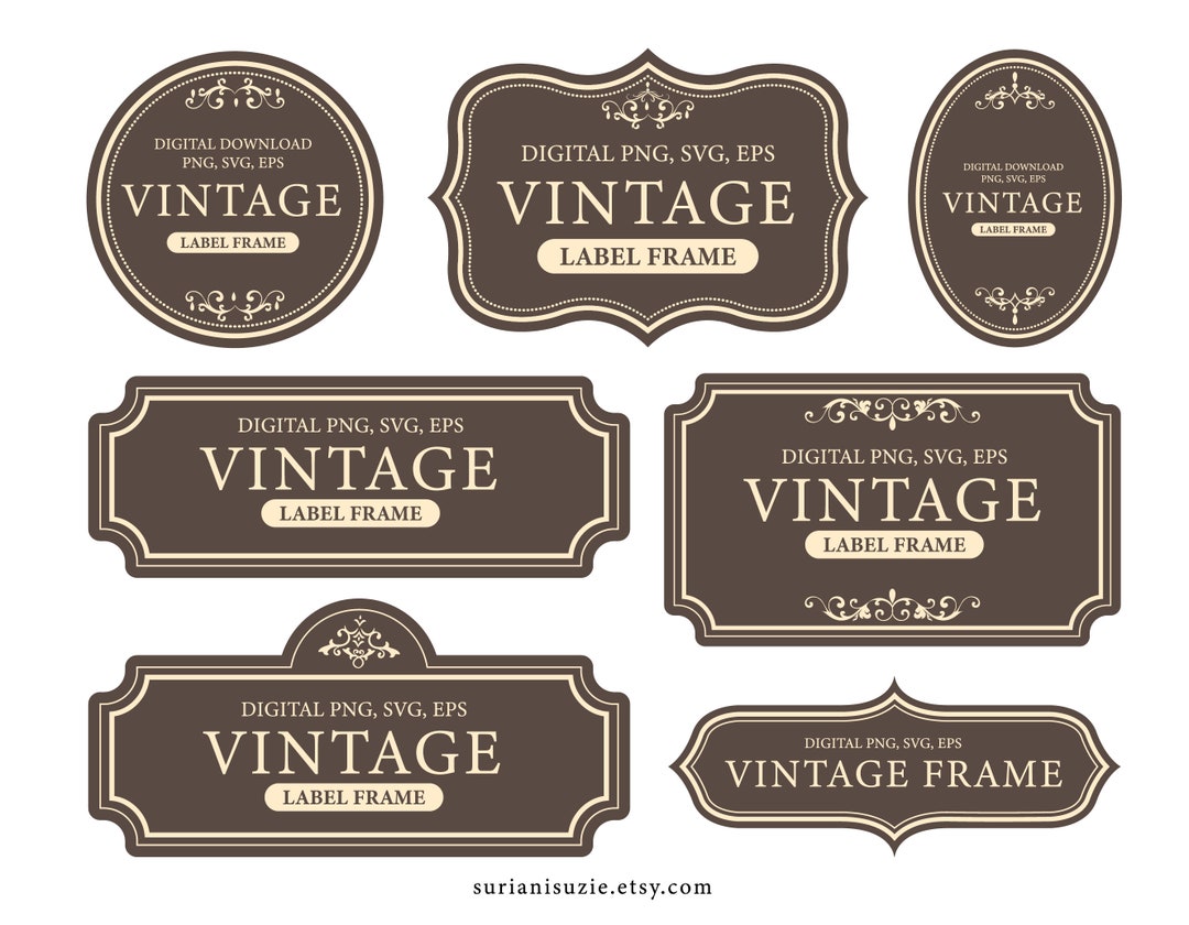 Vintage Label Frame Digital PNG, Planner, Journal, Scrapbook, Goodnotes ...
