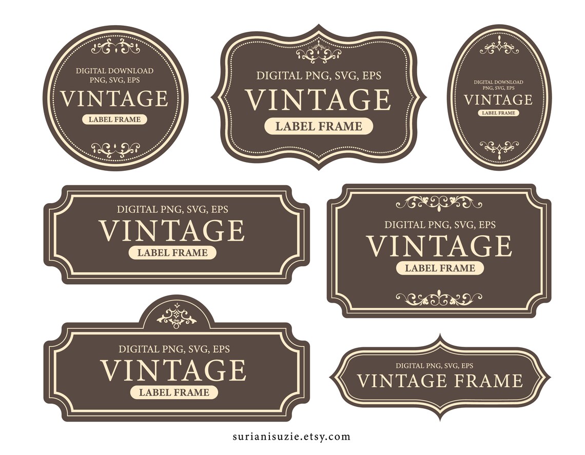 Vintage Label Frame Digital PNG, Planner, Journal, Scrapbook, Goodnotes ...