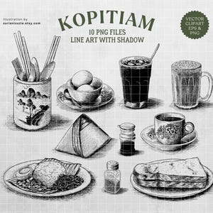 Kopitiam Breakfast Clipart, Singaporean, Malaysian, Brunei PNG, EPS ...