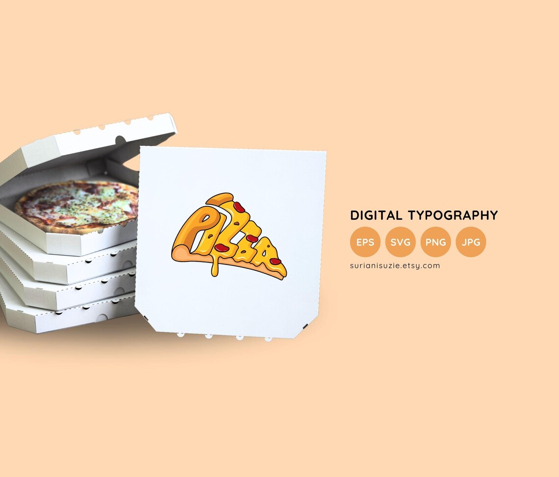 Pizza Wording Digital Design, Typography, Eps, Png, Svg, Jpg, Vector ...