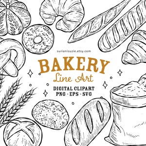 Bakery Line Art Clipart, PNG, SVG, EPS Vector Graphics Black and White ...