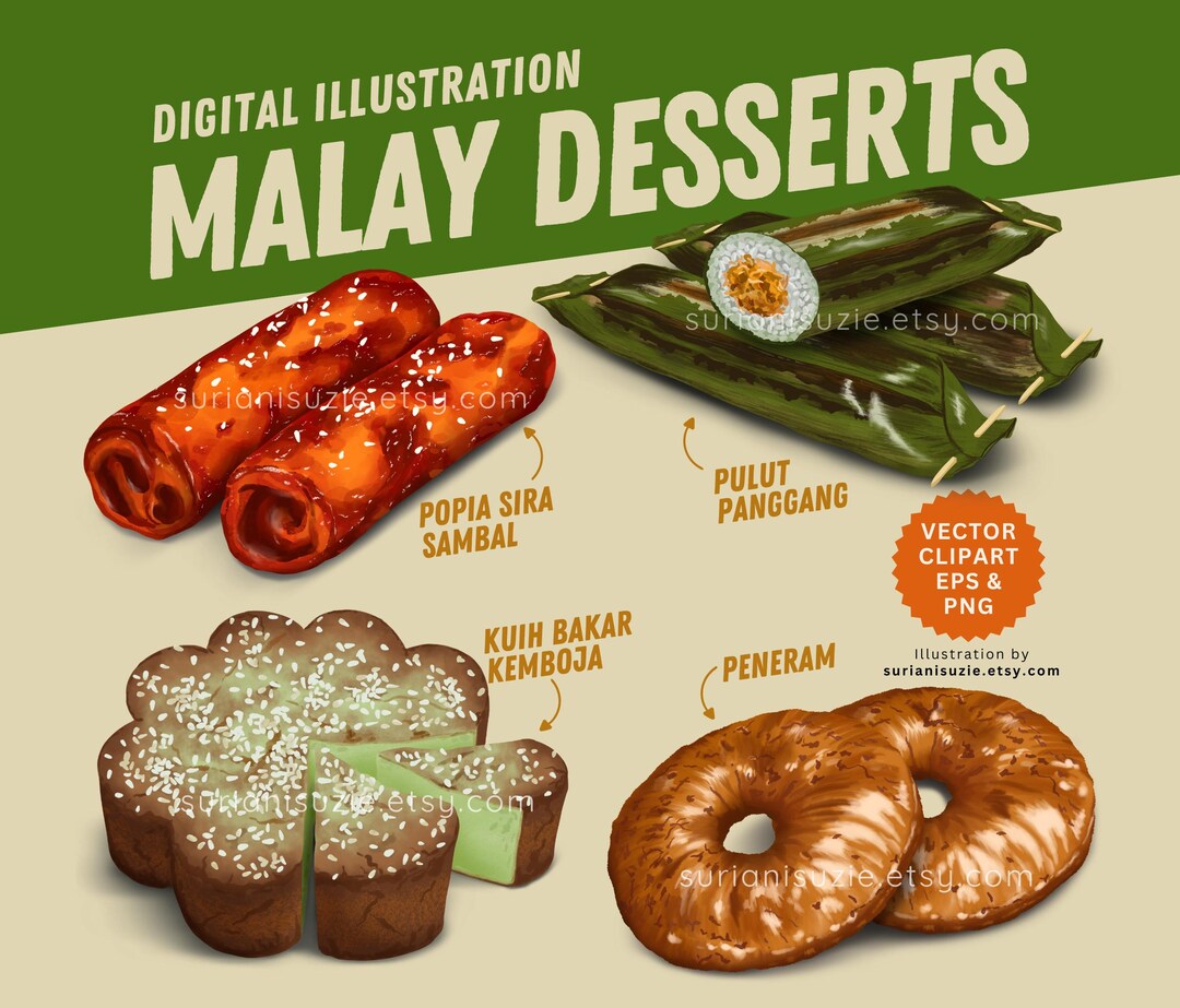 Malaysian Kuih Food Clipart: PNG, EPS Vector Graphics (commercial Use ...