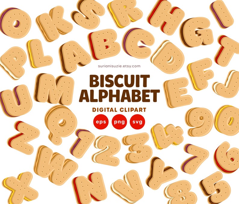 Biscuit Alphabet Clipart, PNG, EPS, SVG, Vector Graphics, Letters ...