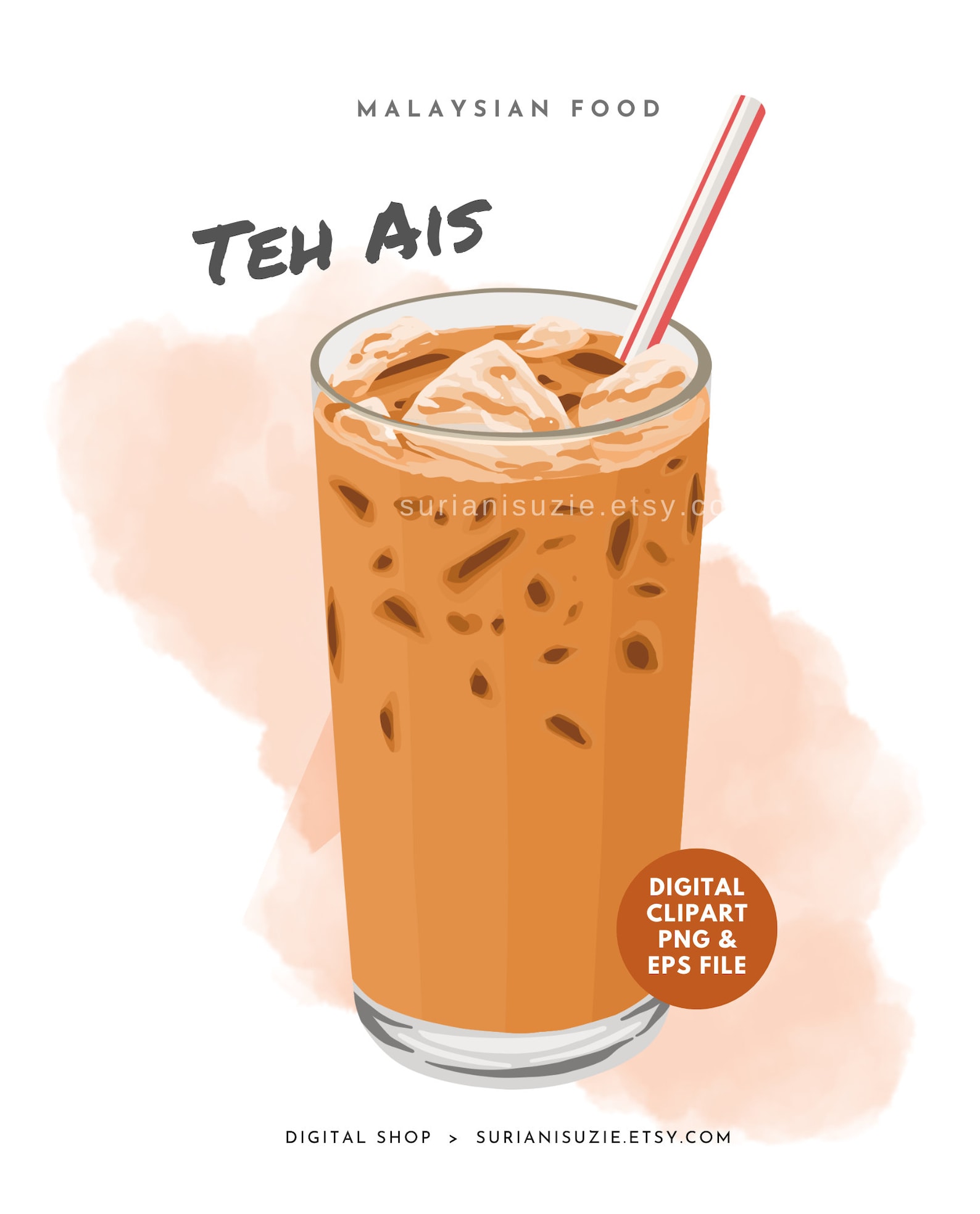 Teh Tarik, Teh Ais Ikat Tepi, Kopi Ais, Malaysia Clipart, Digital EPS ...