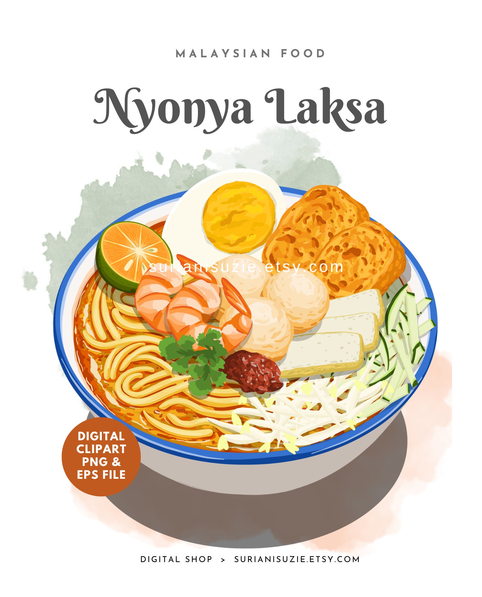 Laksa Clipart, Laksa Penang, Curry Laksa, Malaysia, Singaporean, EPS ...