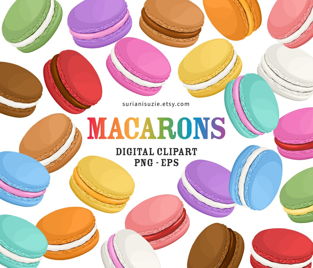 Macarons Clipart PNG and EPS, Digital Clip Art, Colorful Cookies ...