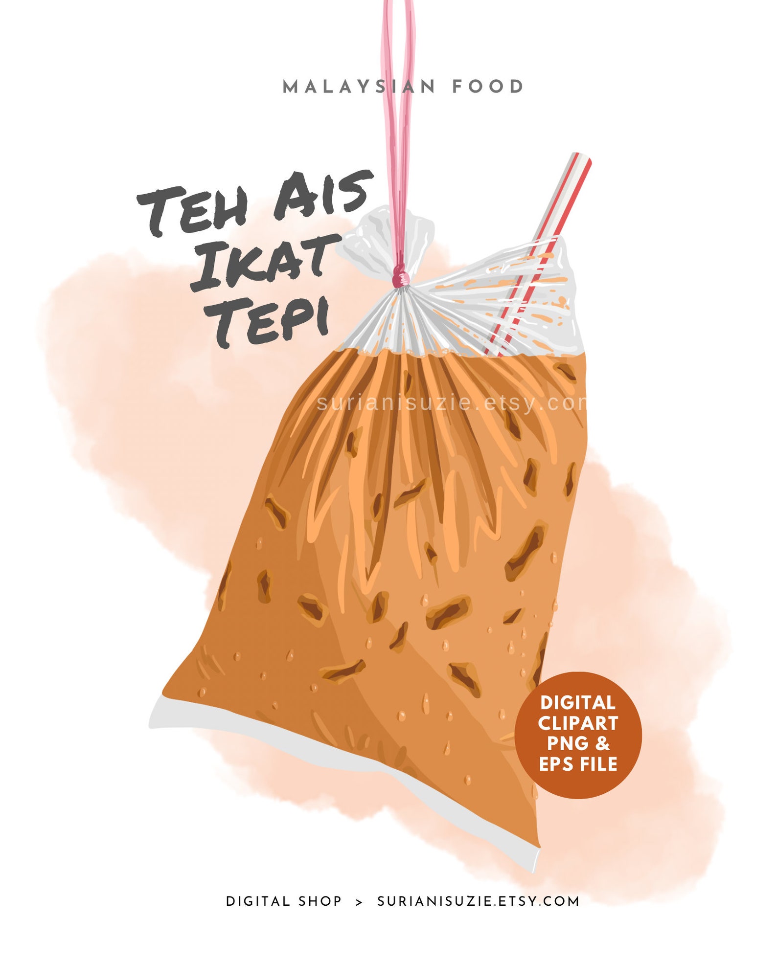 Teh Tarik, Teh Ais Ikat Tepi, Kopi Ais, Malaysia Clipart, Digital EPS ...