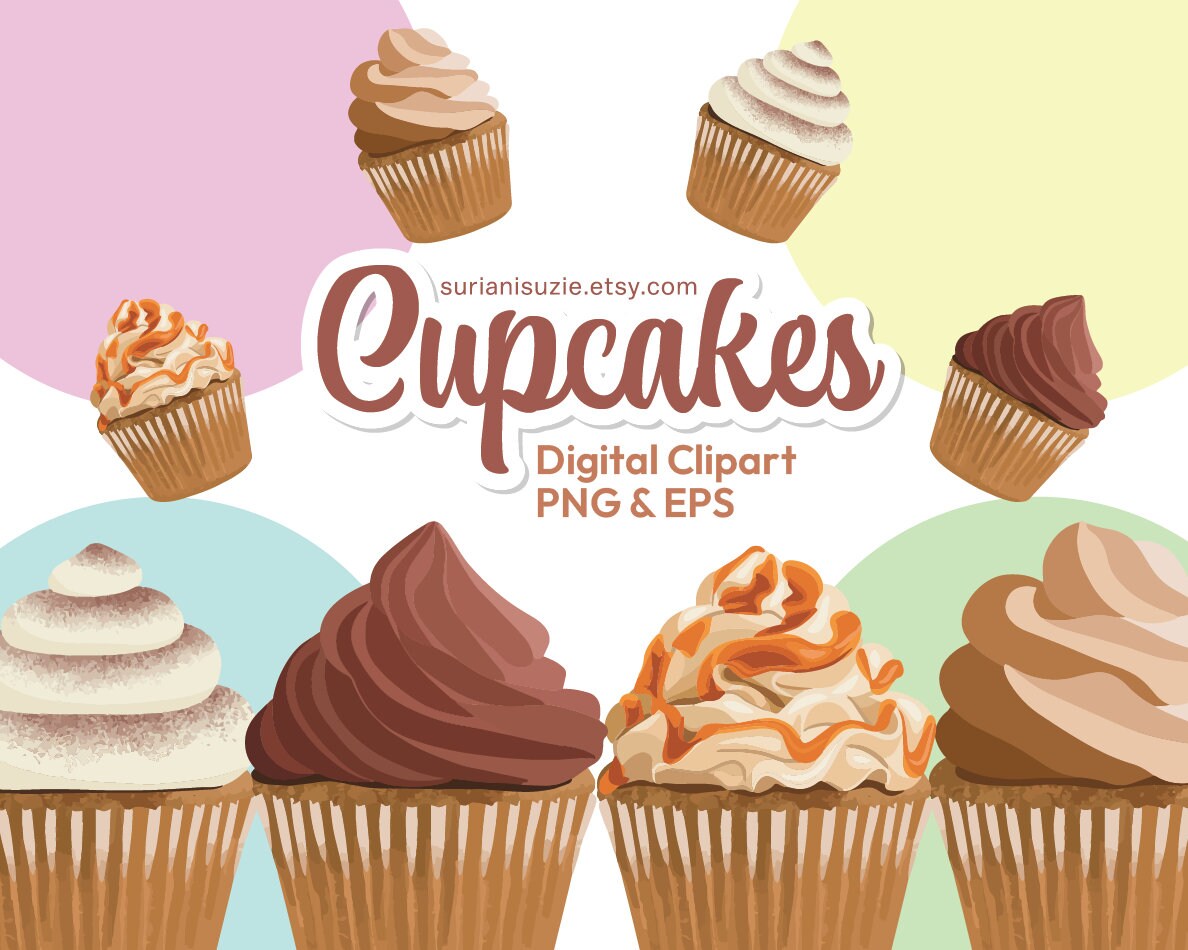 Cupcakes Clipart PNG and EPS Vector Graphics, Sweet Bites Sticker Clip ...