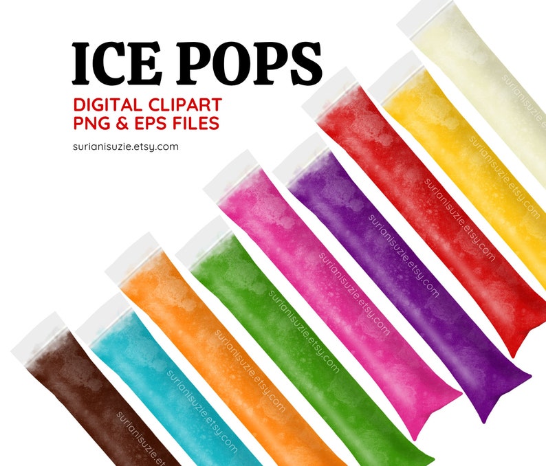 Ice Pops, Popsicles Ice Cream Clip Art Hand Drawn, PNG, EPS, Vector ...