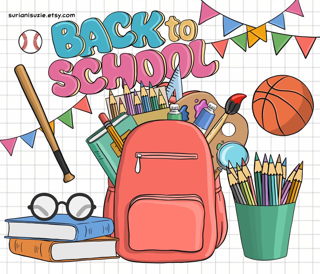 Back to School Clipart PNG and EPS Vector Graphics, Kids School ...