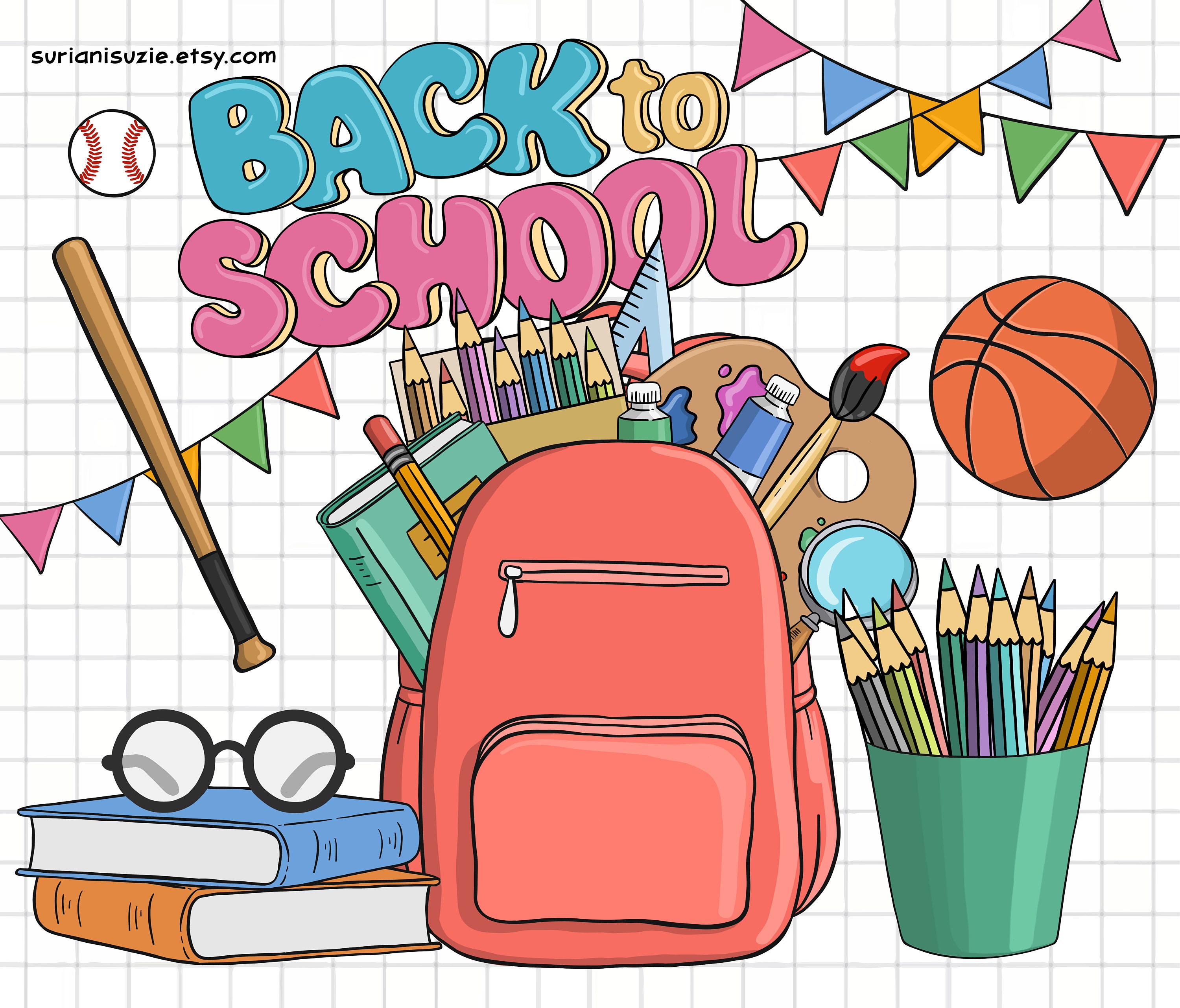 Back to School Clipart PNG and EPS Vector Graphics, Kids School ...