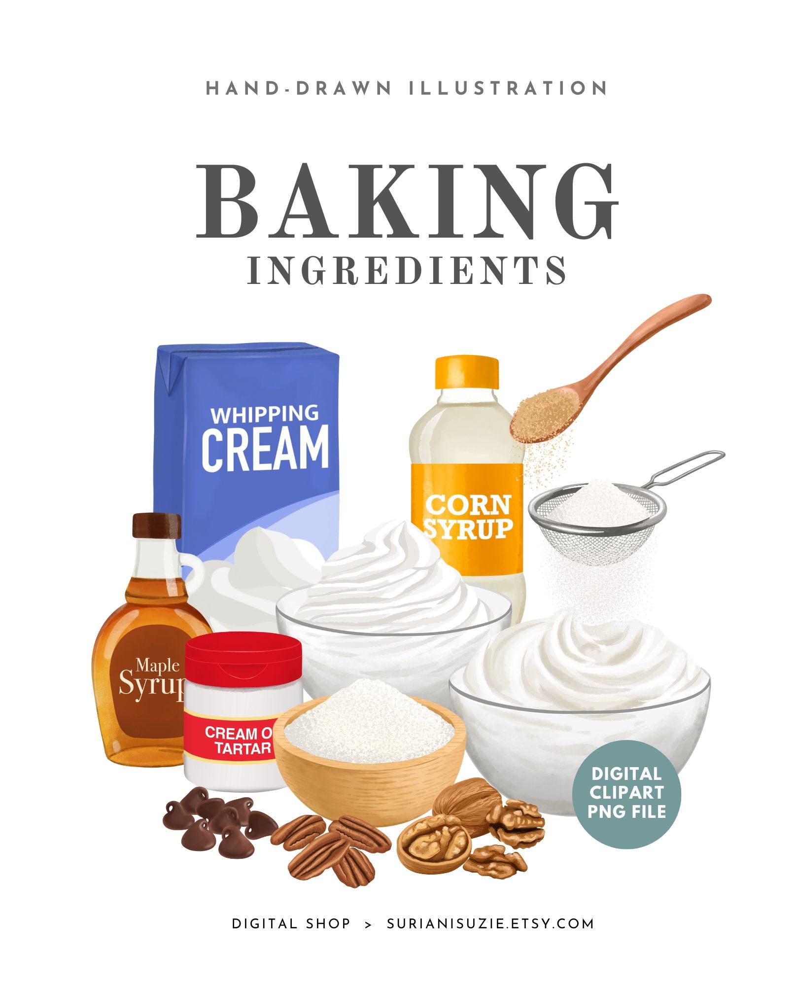 Baking Ingredients Set C, Digital Clipart PNG, Cooking Clip Art ...