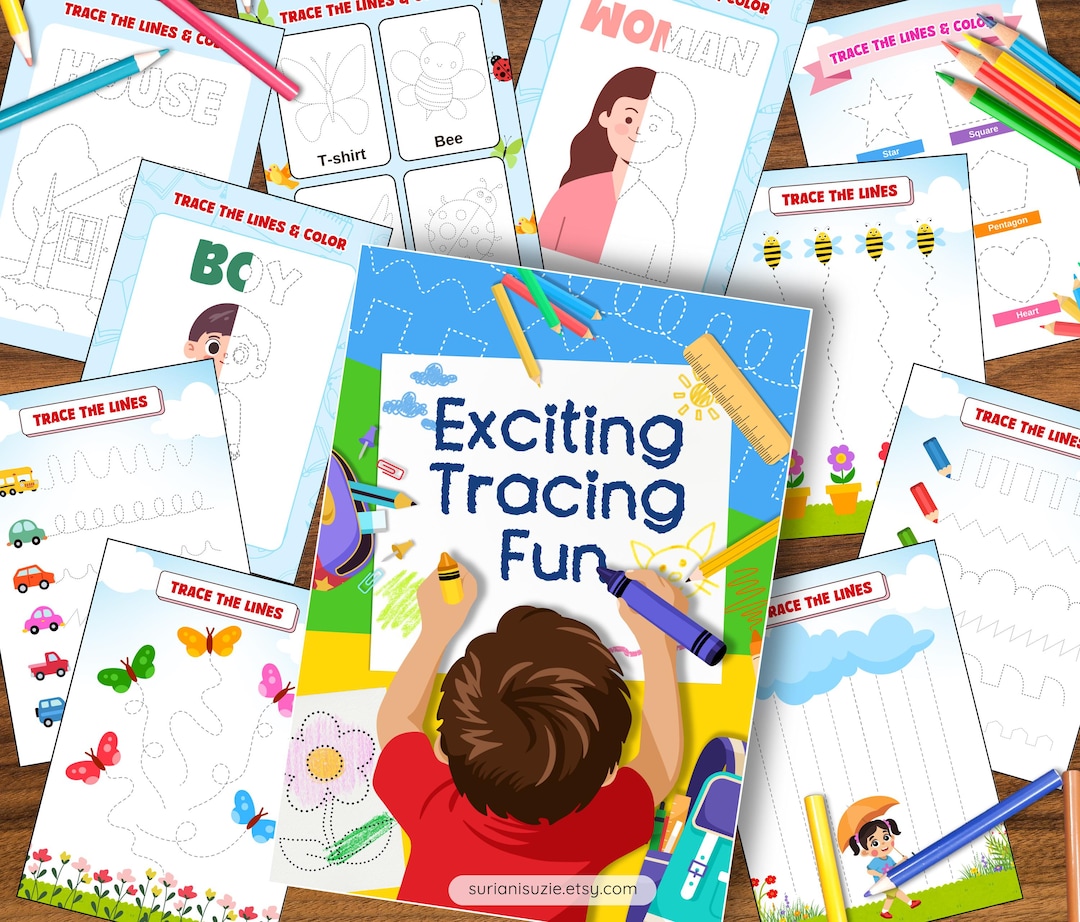 Exciting Tracing Fun Printable, Kindergarten Educational Activities for ...