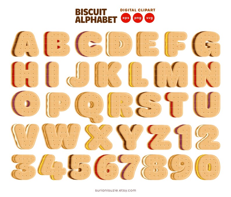Biscuit Alphabet Clipart, PNG, EPS, SVG, Vector Graphics, Letters ...