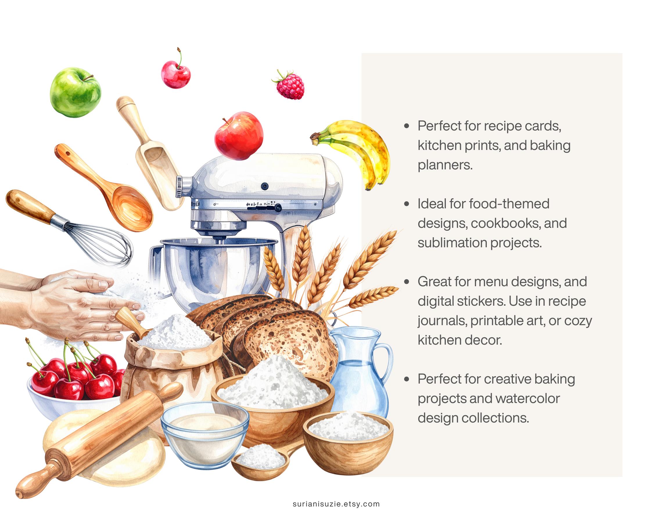Baking Ingredients & Preparation, PNG Elements, Kitchen Illustration ...