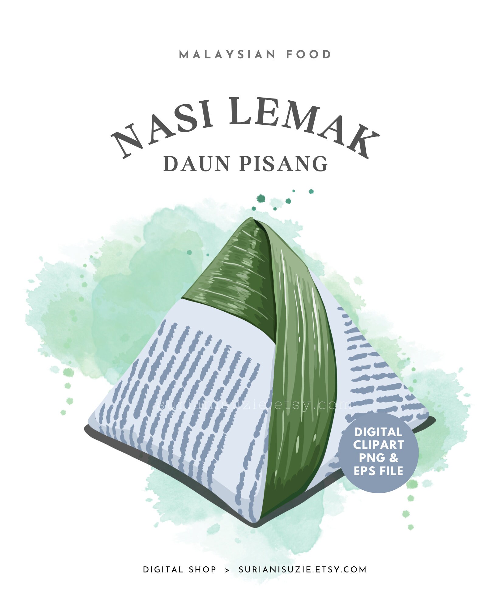 Nasi Lemak Bungkus Daun Pisang, Ilustrasi Digital Makanan Malaysia and ...