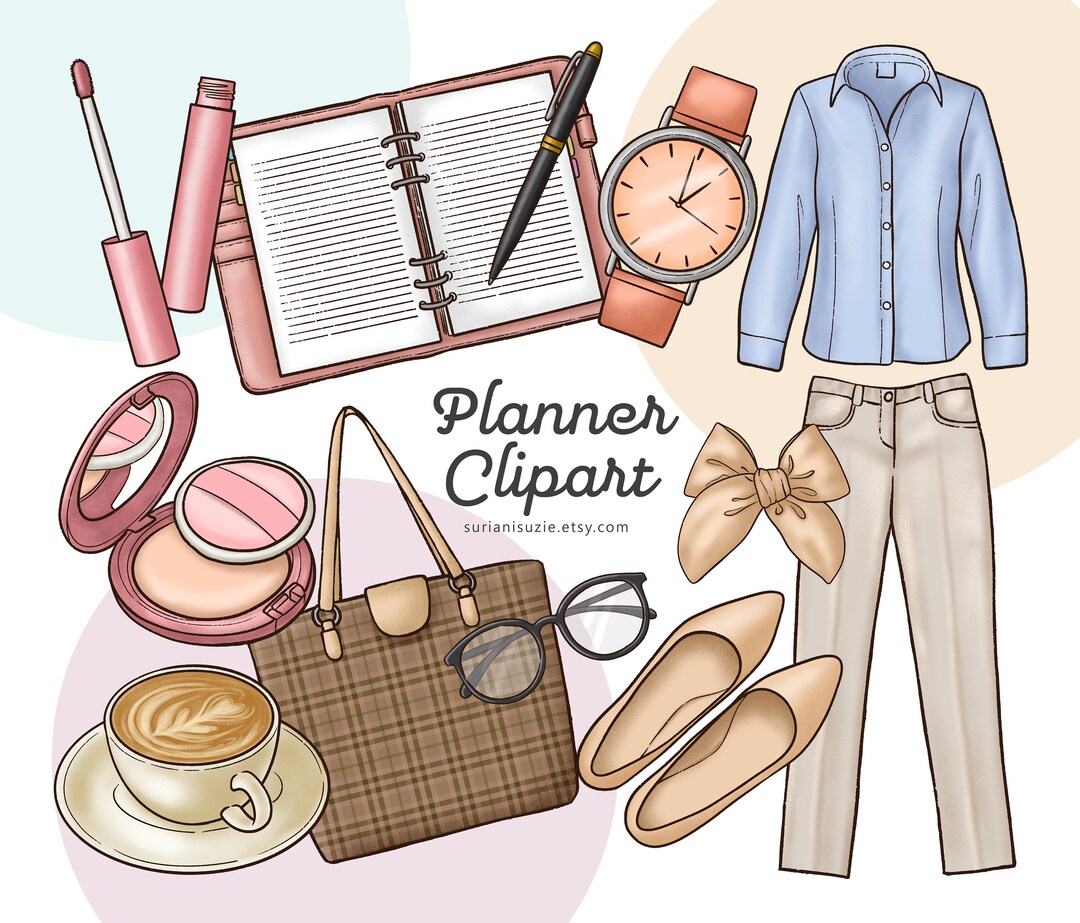 Planner Girl Fashion Clipart PNG, Clip Art Digital Clipart, Stationery ...