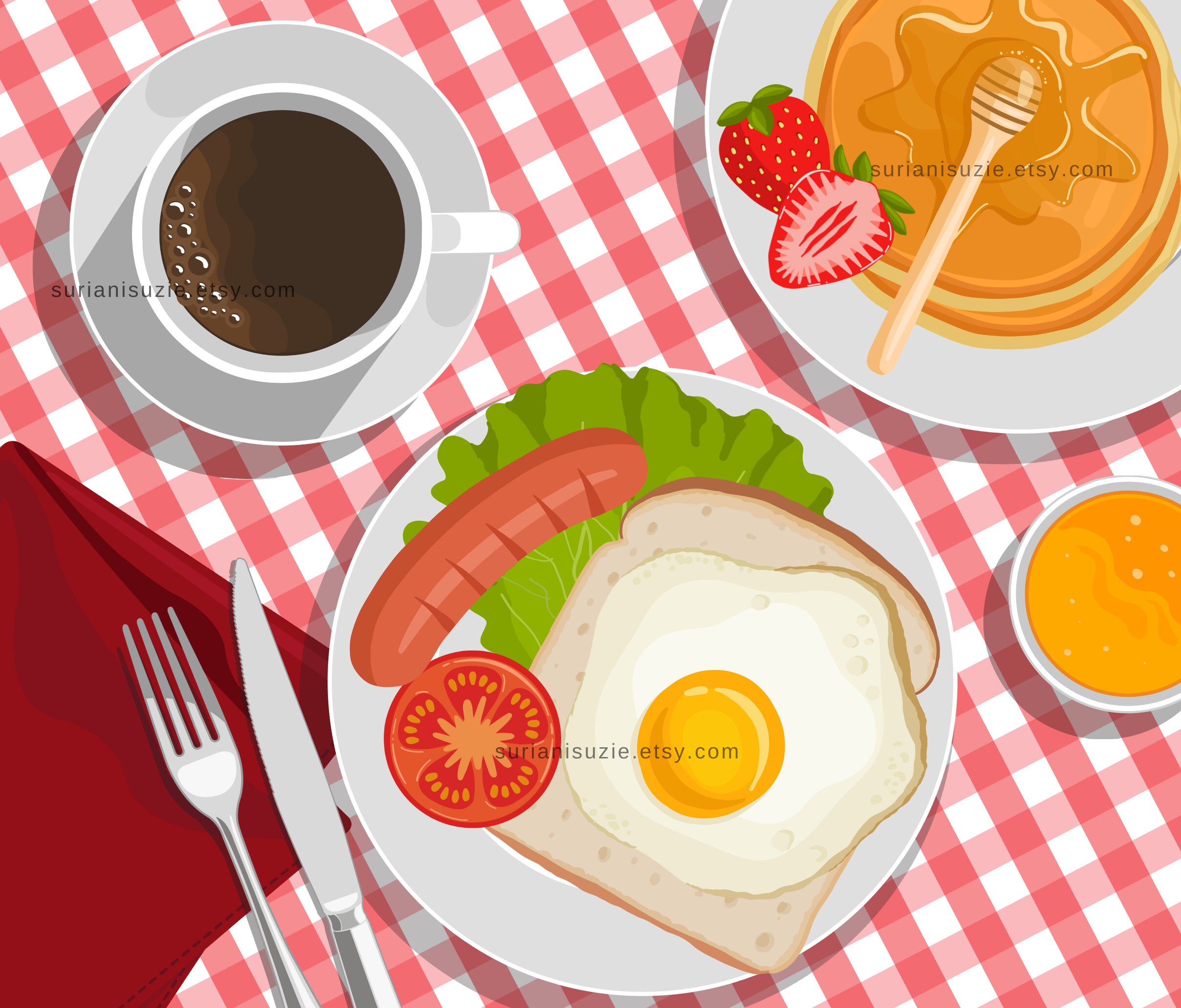 Breakfast Set Clipart PNG SVG EPS Vector Graphics - Etsy