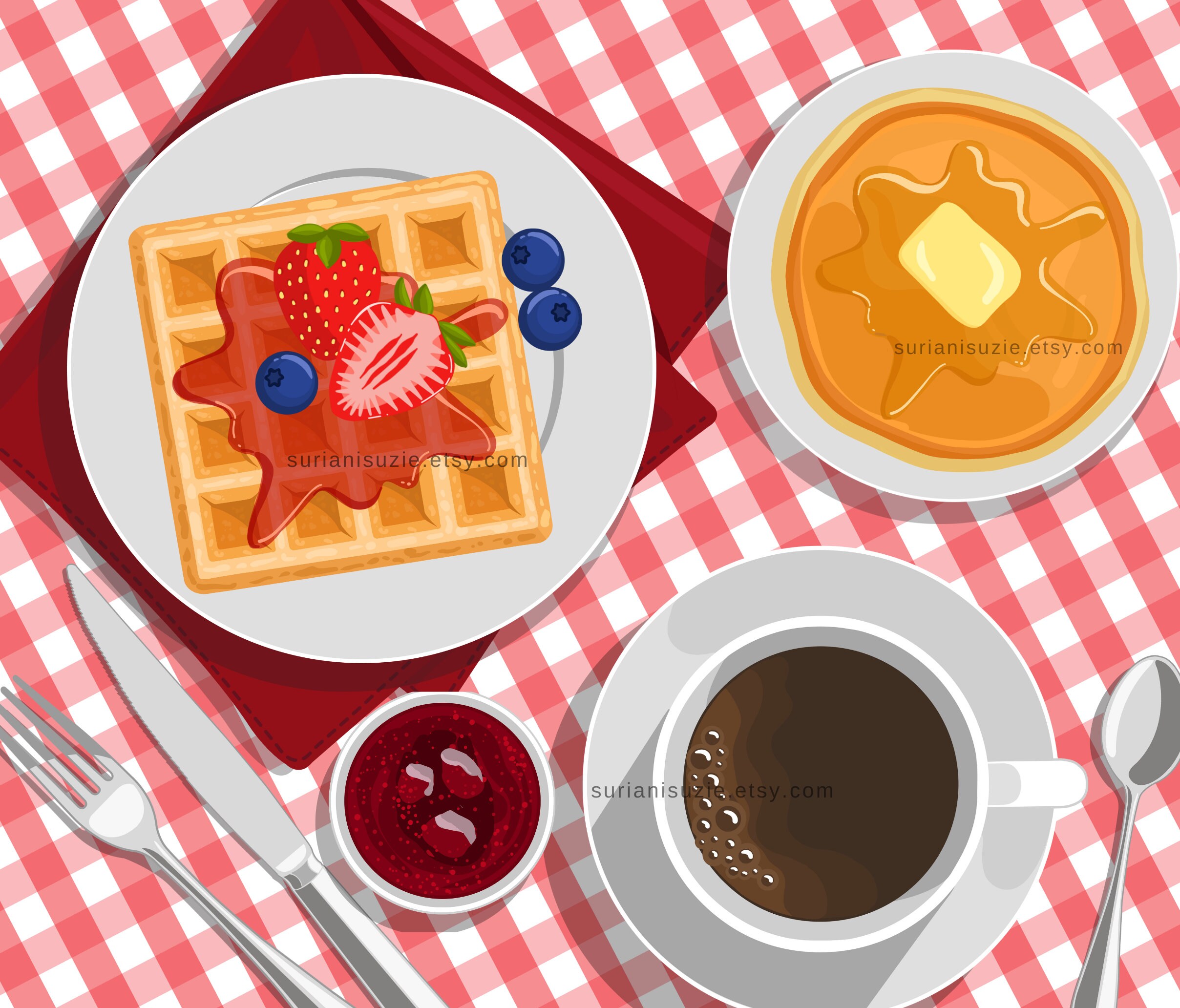 Breakfast Set Clipart PNG SVG EPS Vector Graphics - Etsy