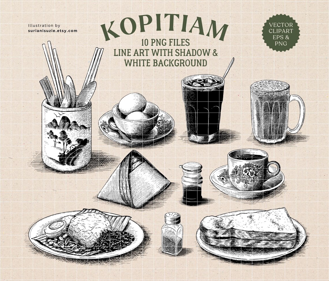 Kopitiam Breakfast Clipart, Singaporean, Malaysian, Brunei PNG, EPS ...