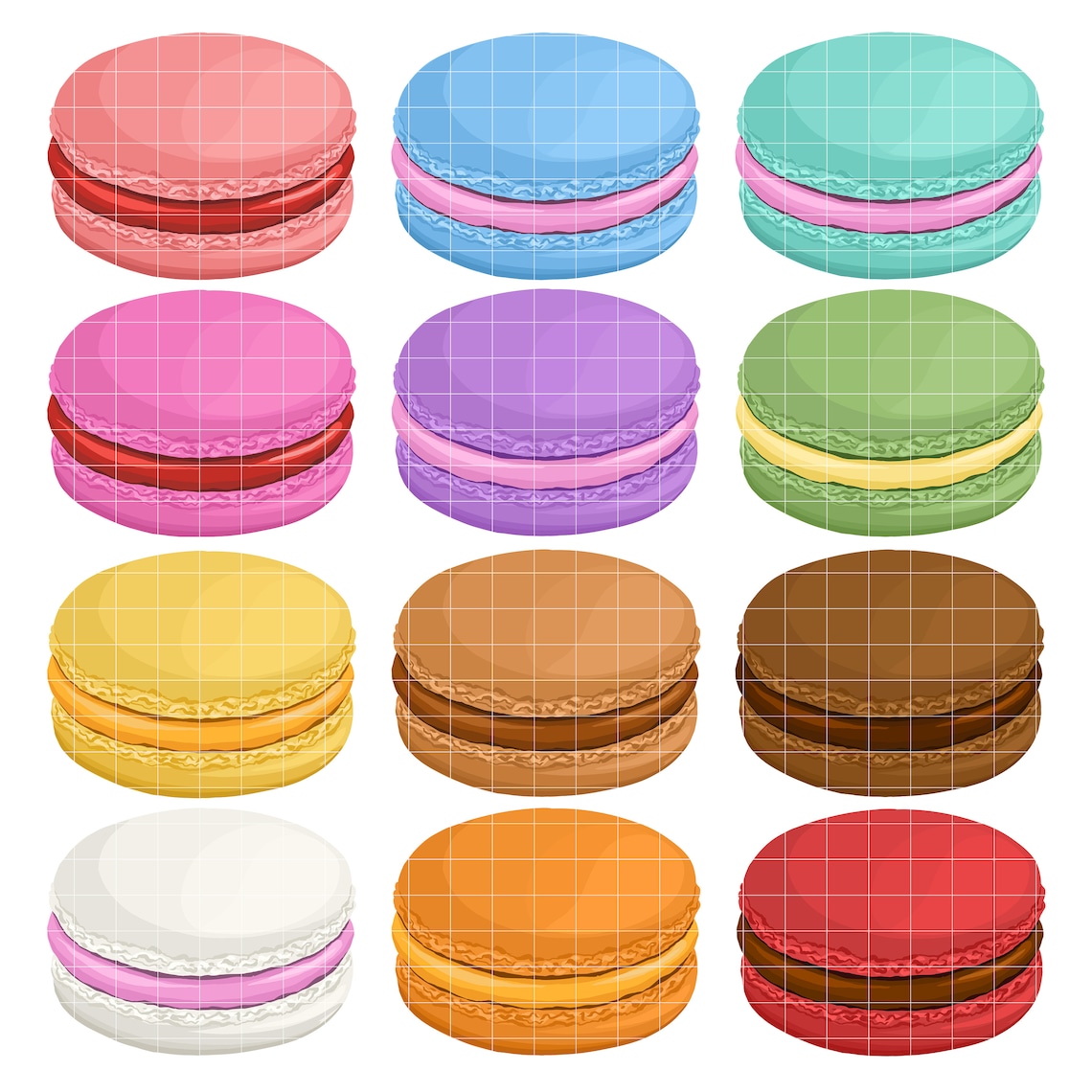 Macarons Clipart PNG and EPS, Digital Clip Art, Colorful Cookies ...