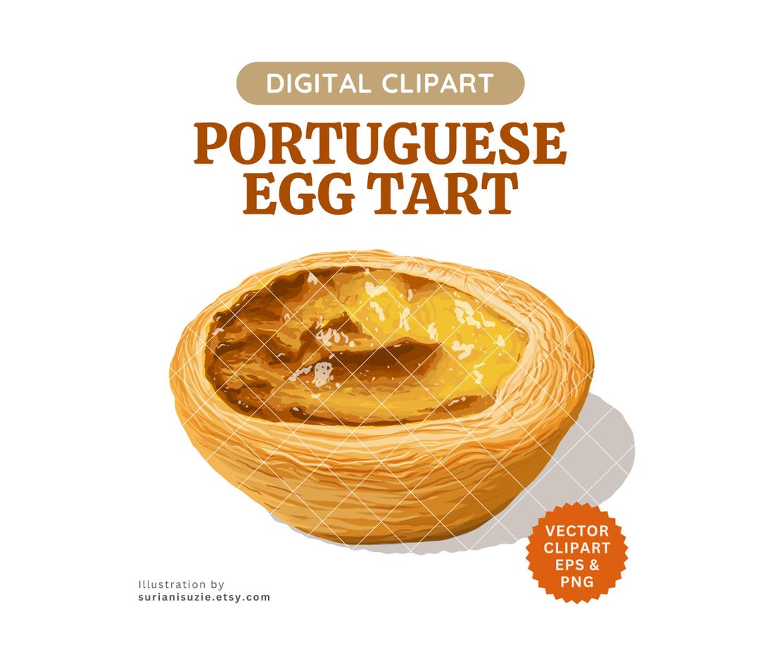 Portuguese Egg Tart PNG and EPS, Digital Clip Art, Colorful Tarts ...