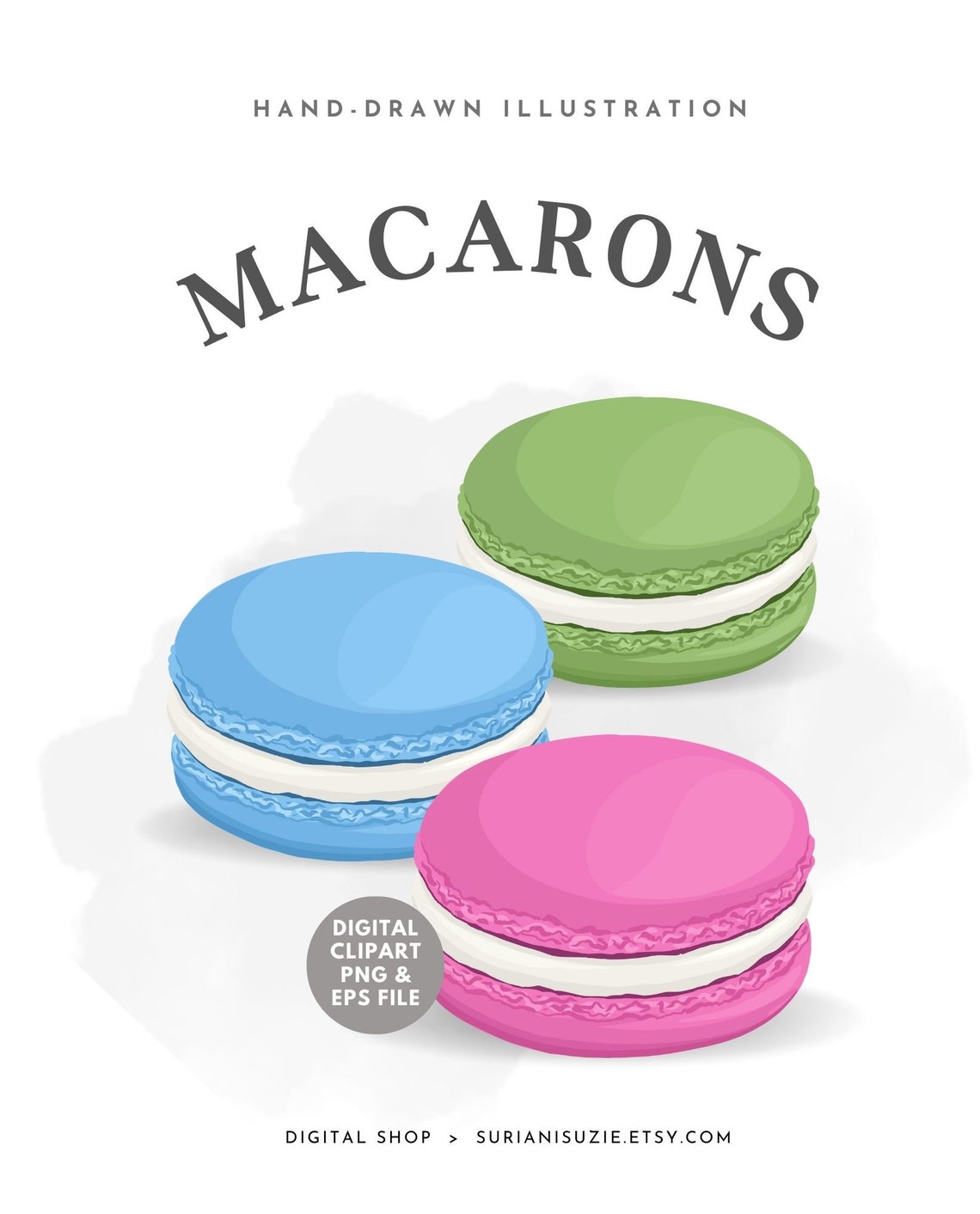 Macarons Clipart PNG and EPS, Digital Clip Art, Colorful Cookies ...