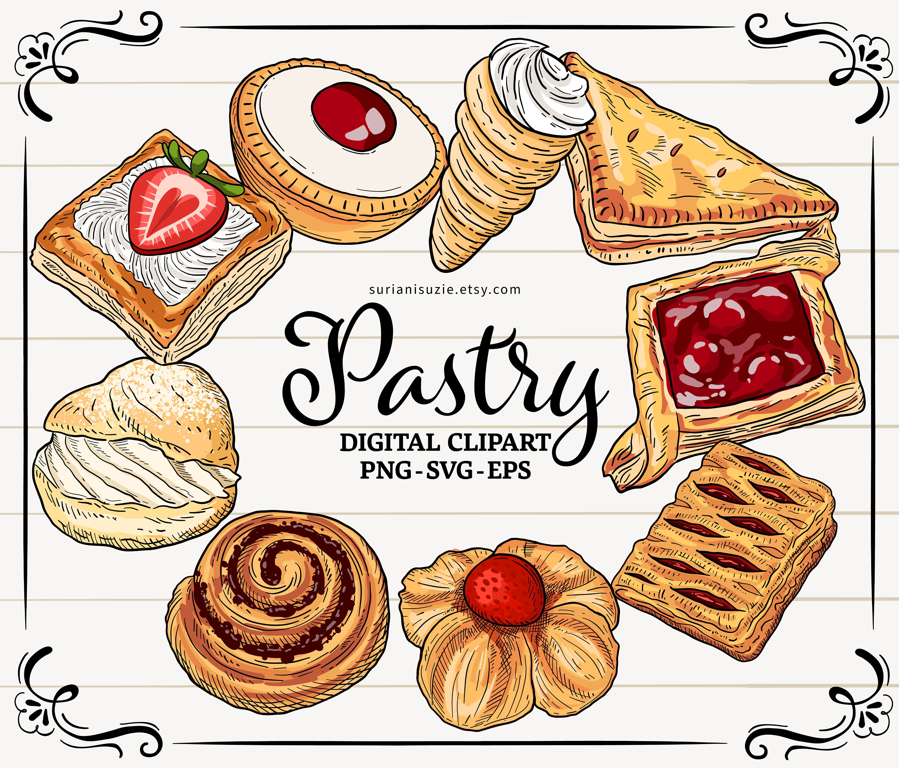 Pastry Clipart PNG, SVG and EPS Vector Graphics, Sweet Bites Sticker ...