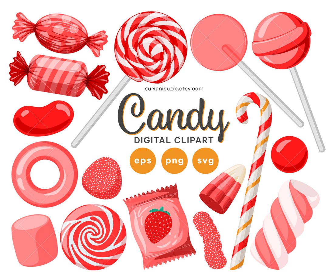 Red Candy Clipart: Sweet Treats Illustrations (PNG, SVG, EPS) - Etsy