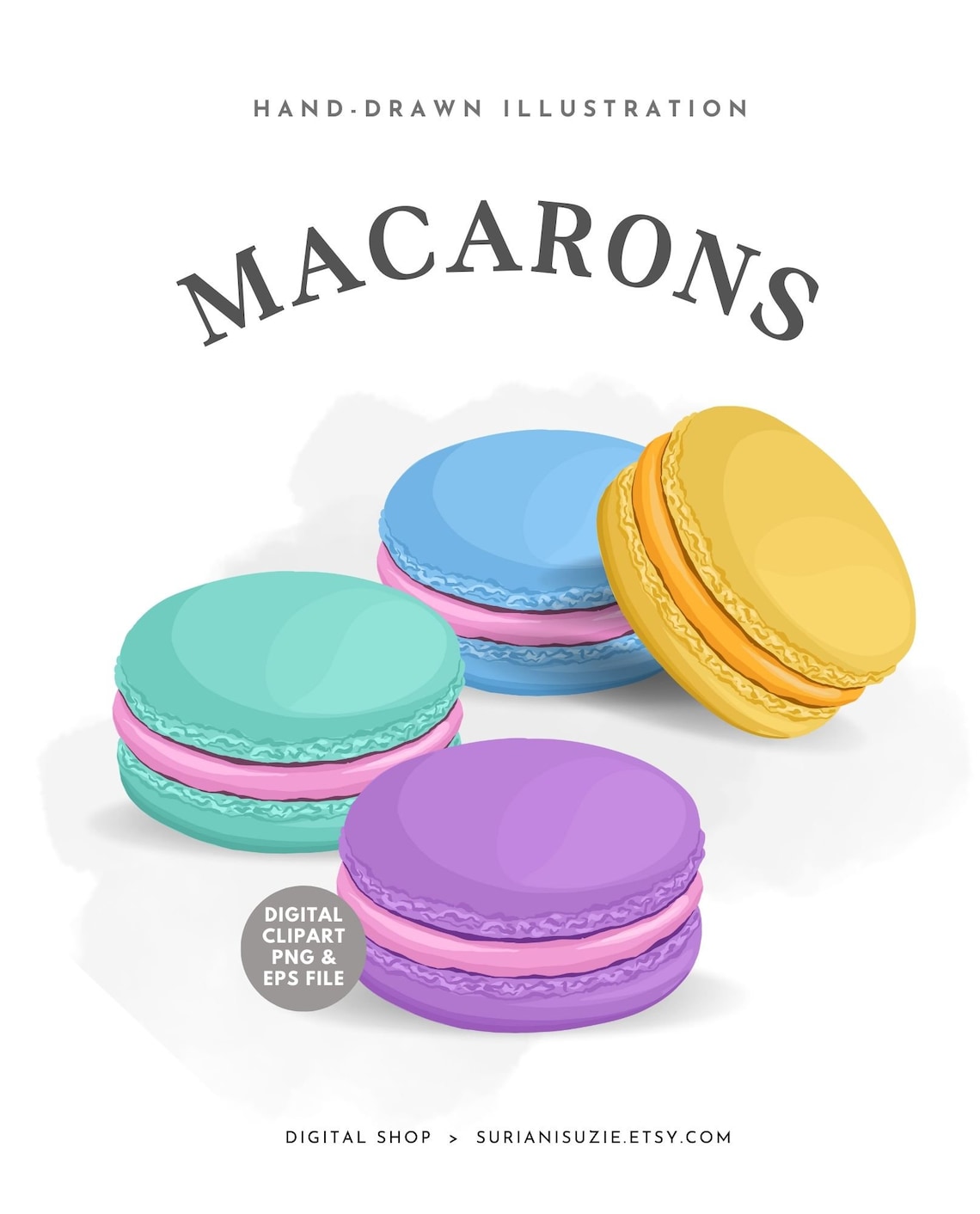 Macarons Clipart PNG and EPS, Digital Clip Art, Colorful Cookies ...
