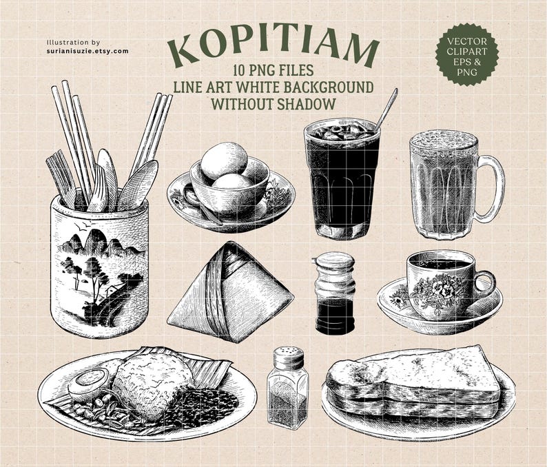 Kopitiam Breakfast Clipart, Singaporean, Malaysian, Brunei PNG, EPS ...