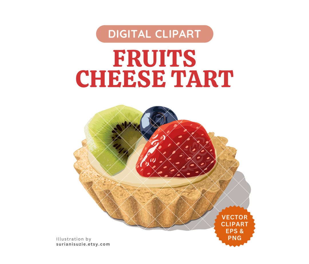 Fruits Cheese Tart Clipart PNG and EPS, Digital Clip Art, Colorful ...