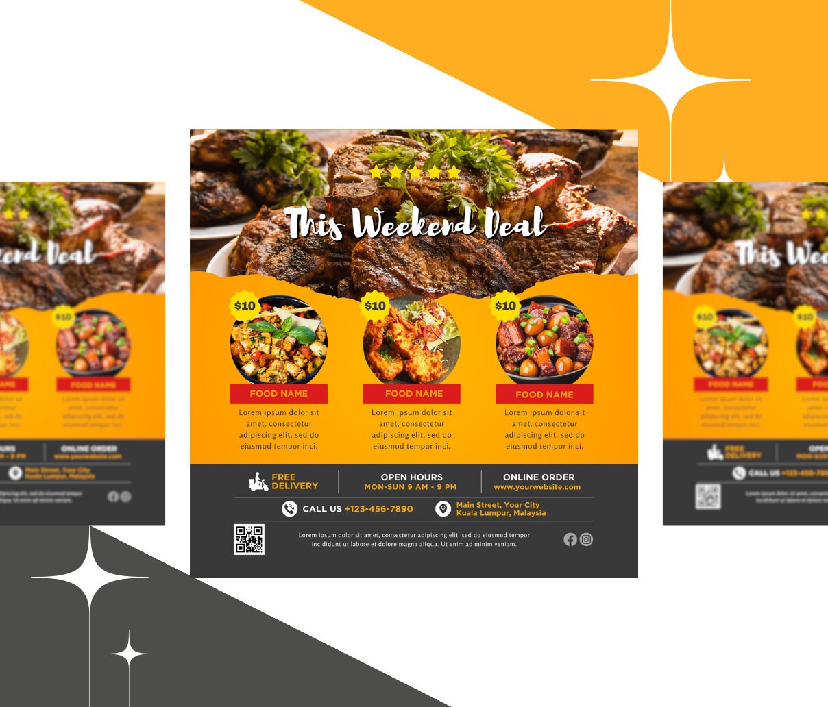 Editable Flyer Food Template Social Media Templates on Canva Fully ...