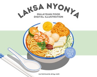 Laksa Utara, Malaysian, Singaporean, EPS, PNG, Vector Graphic, Clip Art ...