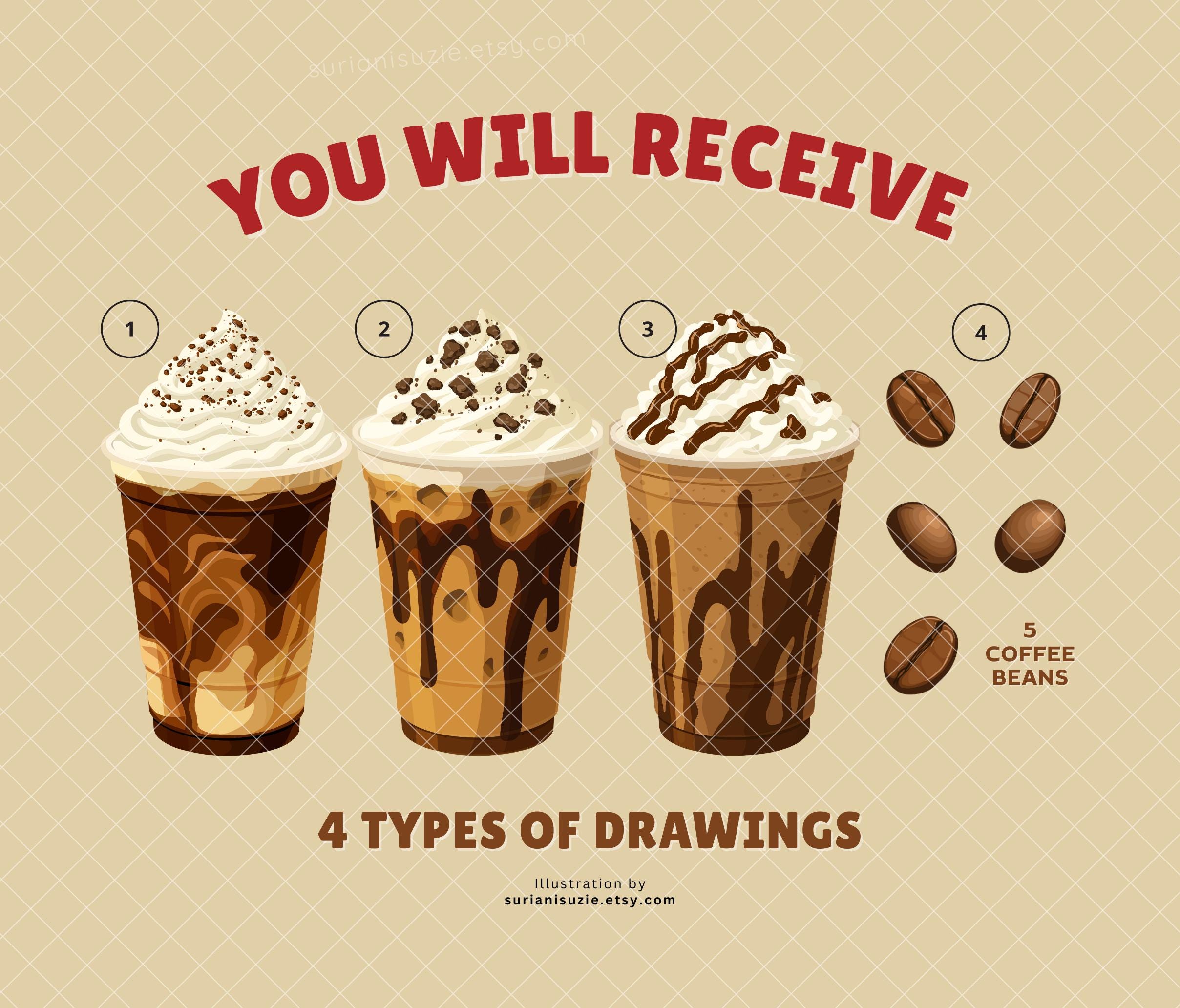 Iced Coffee Digital Illustration: PNG EPS Vector Graphics (commercial ...
