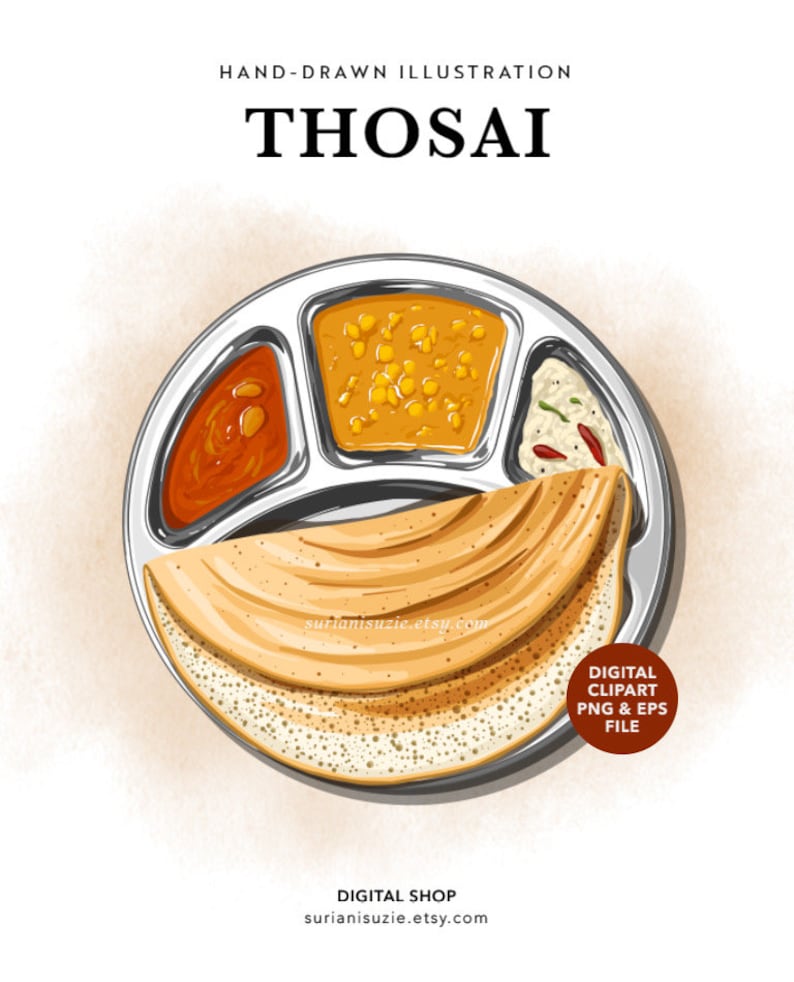 Indian Food Clipart, Chapati, Nan, Thosai, Prata, Roti Canai, EPS, PNG ...