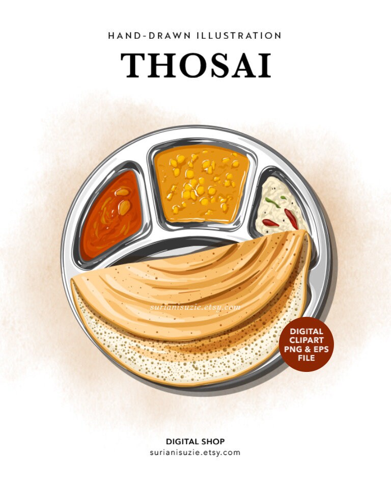 Indian Food Clipart, Chapati, Nan, Thosai, Prata, Roti Canai, EPS, PNG ...