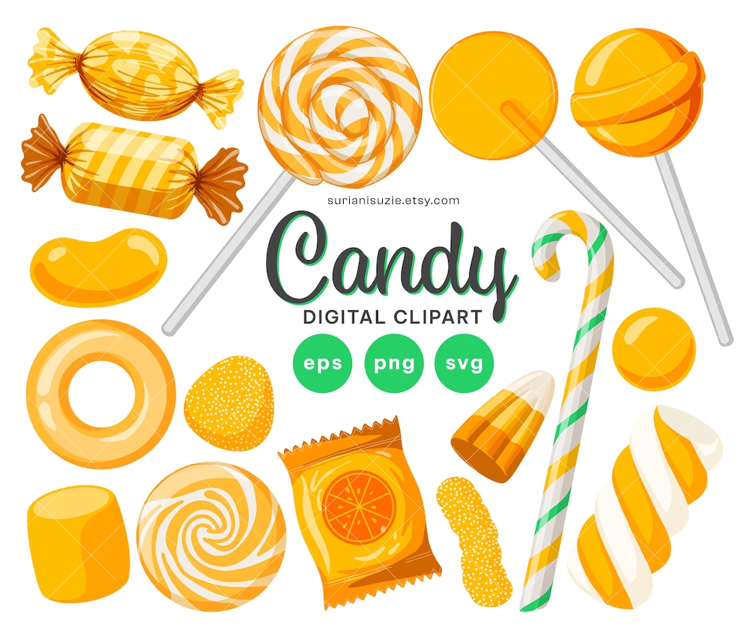 Sweet Treats Yellow Theme Candy Digital Clipart Illustrations for Every ...