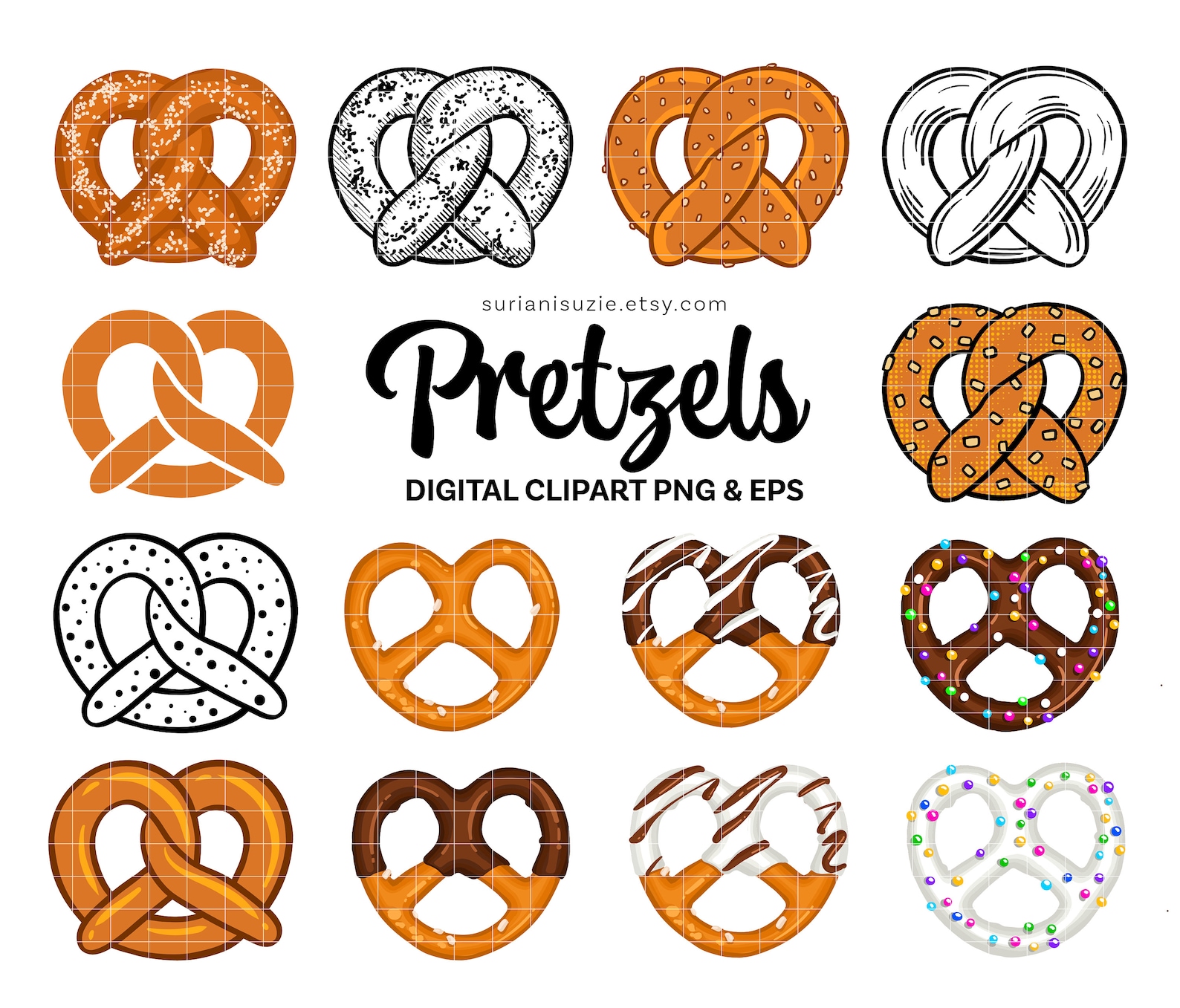 Pretzels Clipart PNG and EPS, Biscuits Bites Clip Art, Sweet Salty ...