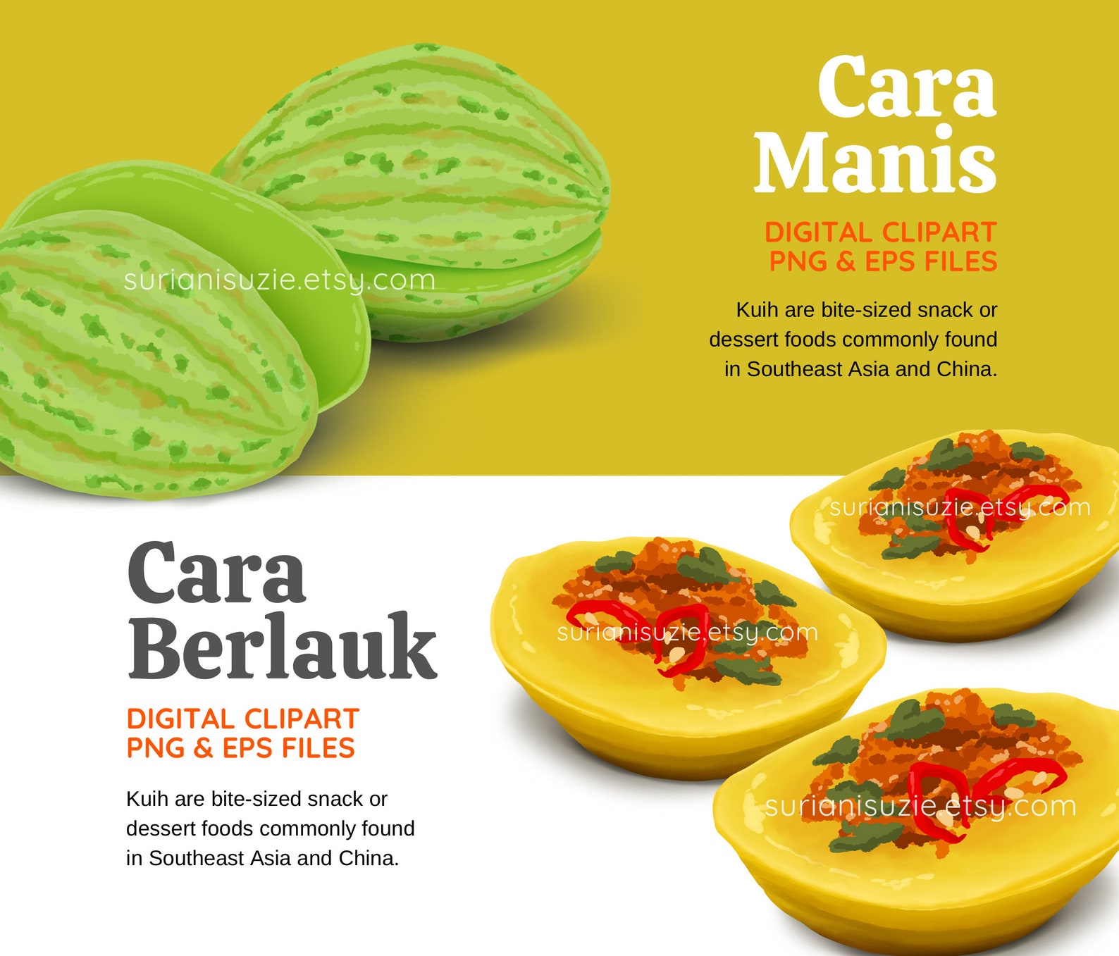 Kuih Traditional Malaysian Food Clipart, PNG, EPS Vector Graphics, Seri ...