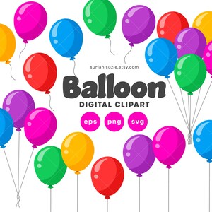 Balloons Digital Clipart Illustrations for Every Project, Birthday ...